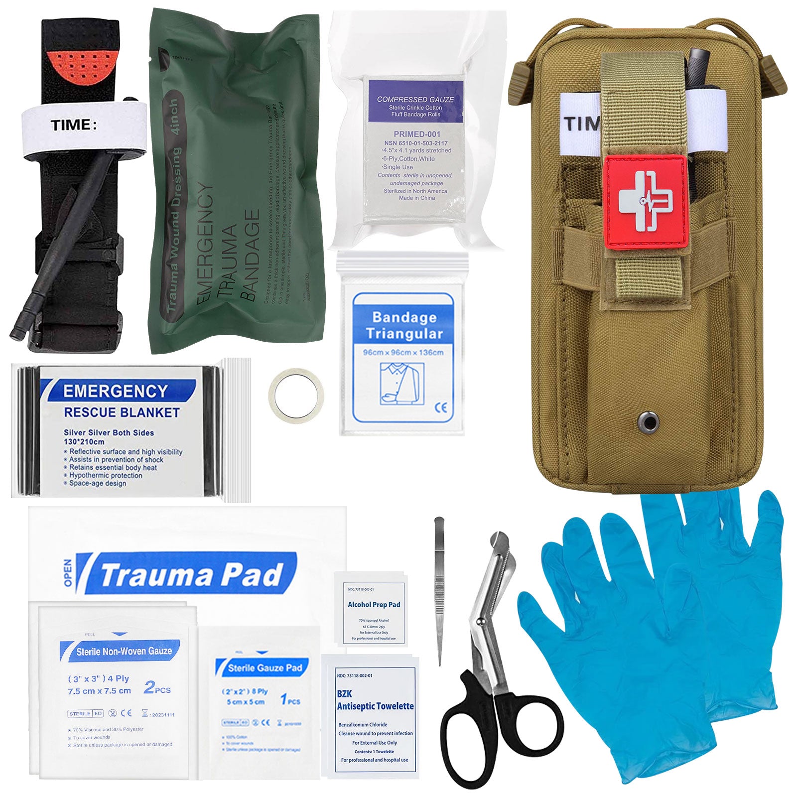 Homestockplus Emergency Trauma Kit with CAT Tourniquet, Emergency Trea